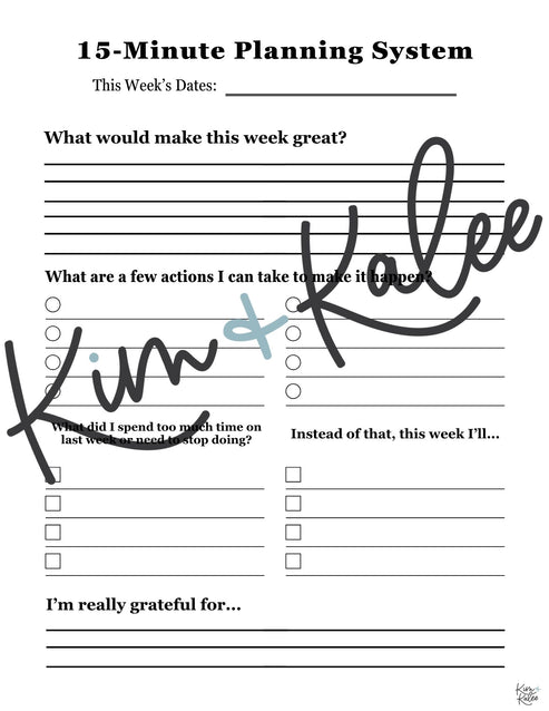 15-Minute Weekly Planner PDF: Stay Organized & Hit Your Goals! – Kim ...