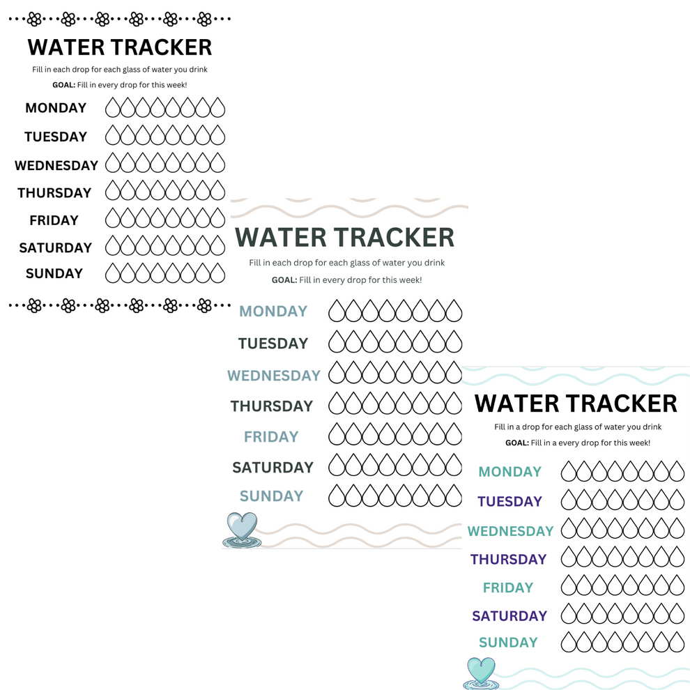 Water Tracker Printable - Daily & Weekly Tracking – Kim and Kalee